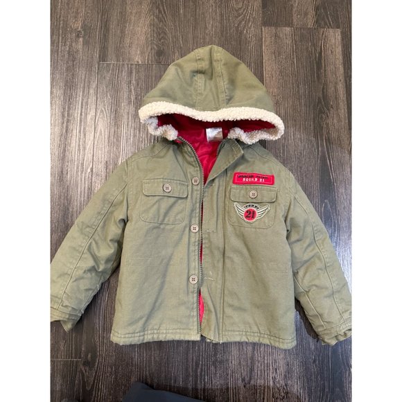 Jackets & Coats | 4t Toddler Winter Airplane Pilot Bomber Olive Green ...